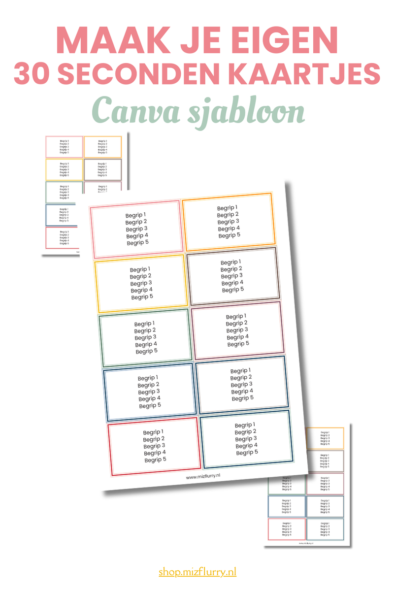 DIY 30 Seconden Spel – Maak Je Eigen Kaartjes (Canva Sjabloon) – MizFlurry