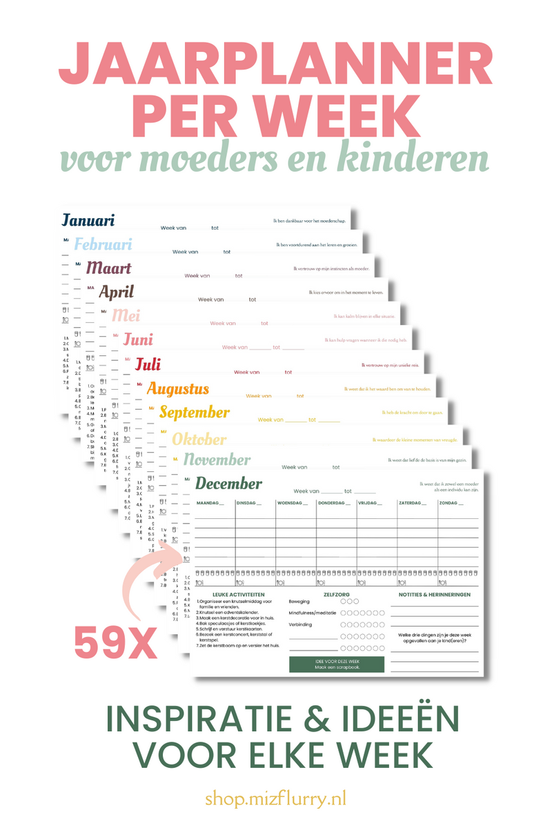 Jaarplanner per week (zelf printen) – speciaal voor drukke moeders en ...