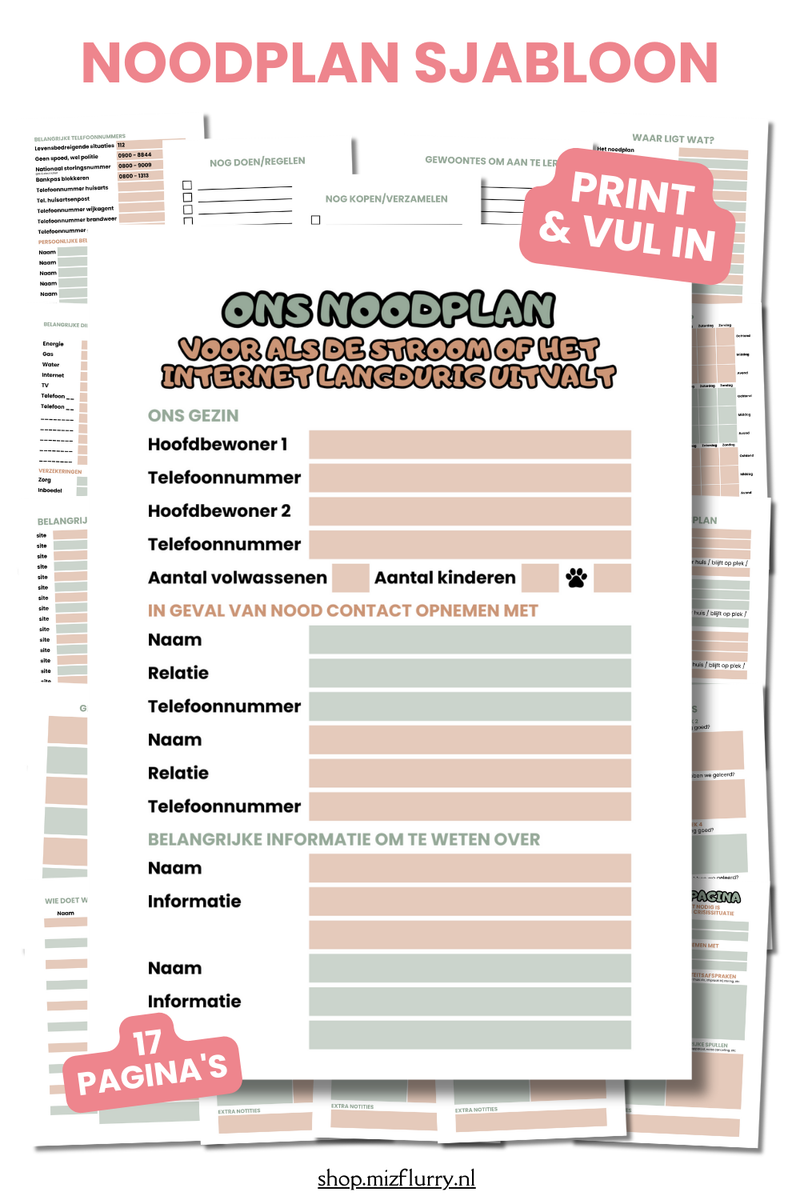 Noodplan sjabloon – MizFlurry